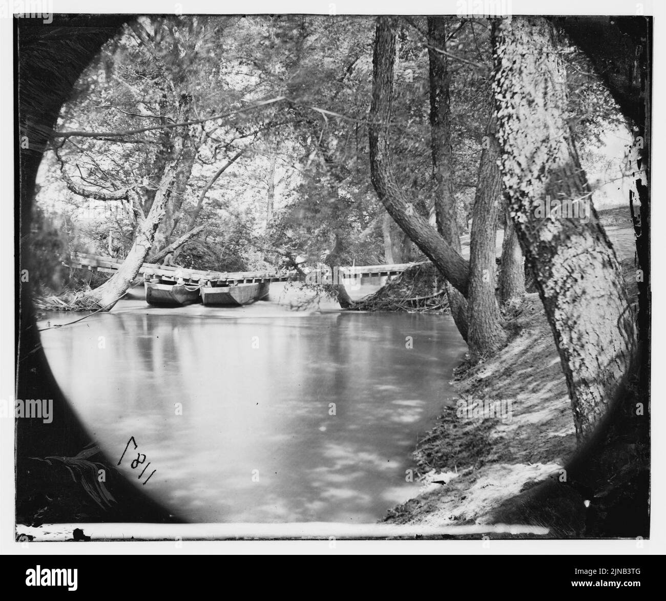 Taylor's Bridge, Virginia. Pontoon bridge across the North Anna river ...
