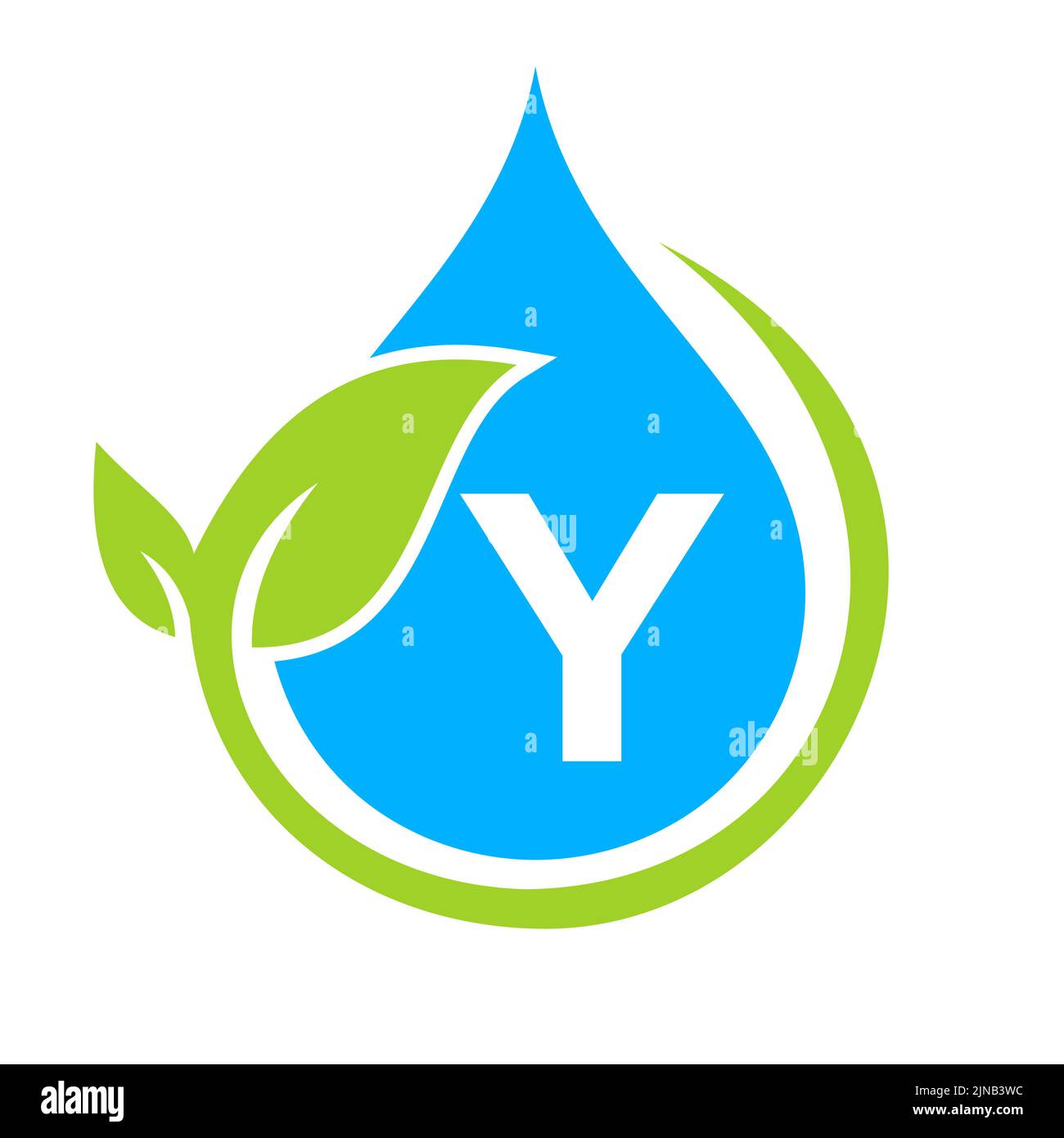 Eco Leaf and Water Drop Logo on Letter Y Template. Letter Y Water ...