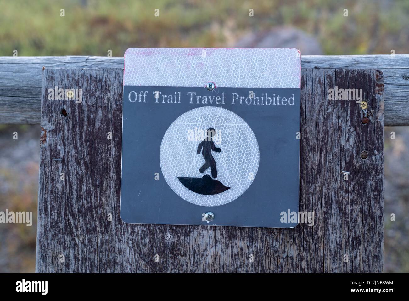 Sign for off trail travel prohibited Stock Photo - Alamy
