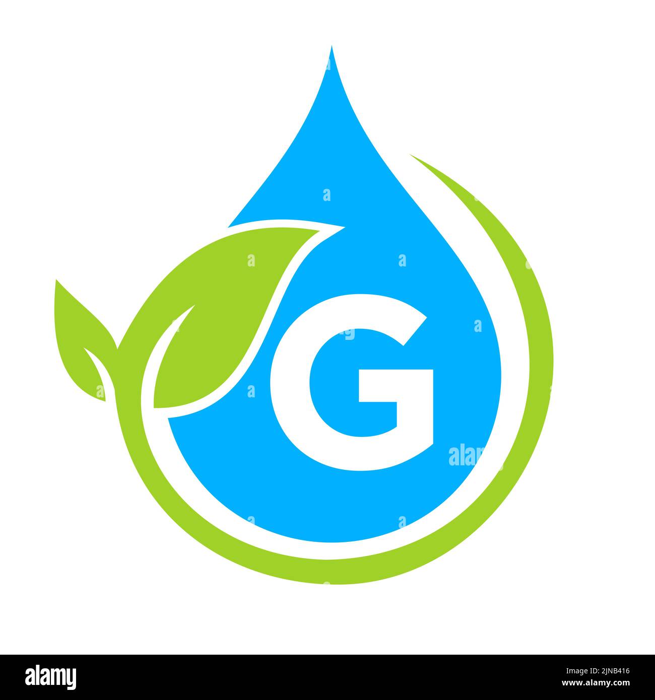 Eco Leaf and Water Drop Logo on Letter G Template. Letter G Water ...