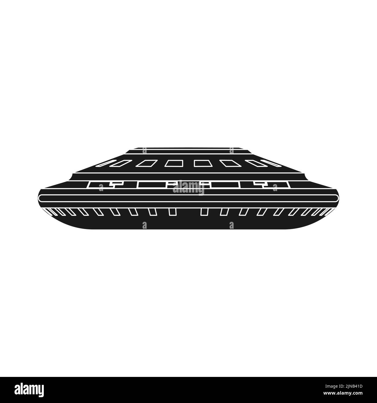 UFO vector icon illustration alien spaceship solid black. Space flying ...