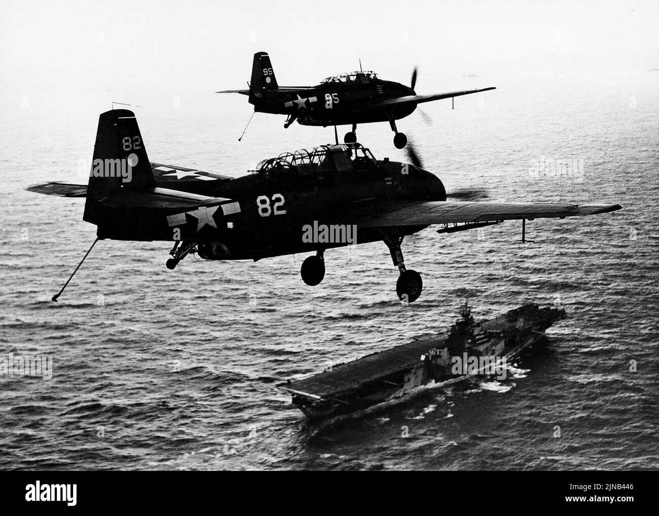 TBF-1 Avengers of VT-2 over USS Hornet (CV-12) in 1944 Stock Photo - Alamy