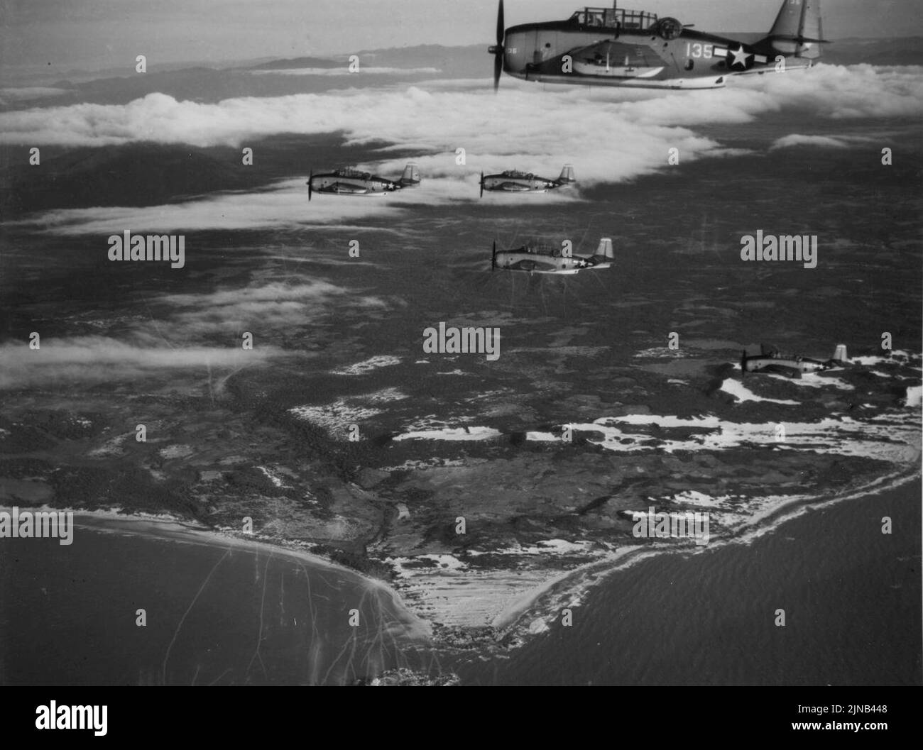 Tbf Avenger Aircraft From Uss Essex Leaving The Coast Of French Indochina As They Return To