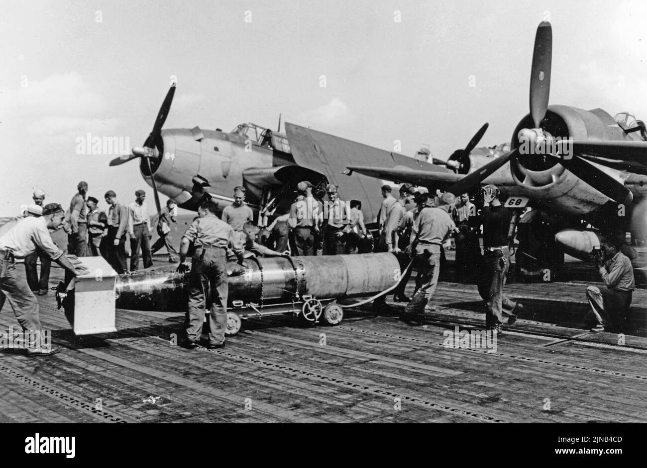 TBM Avenger with Mark 13 torpedo aboard USS Wasp (CV-18), 13 October ...