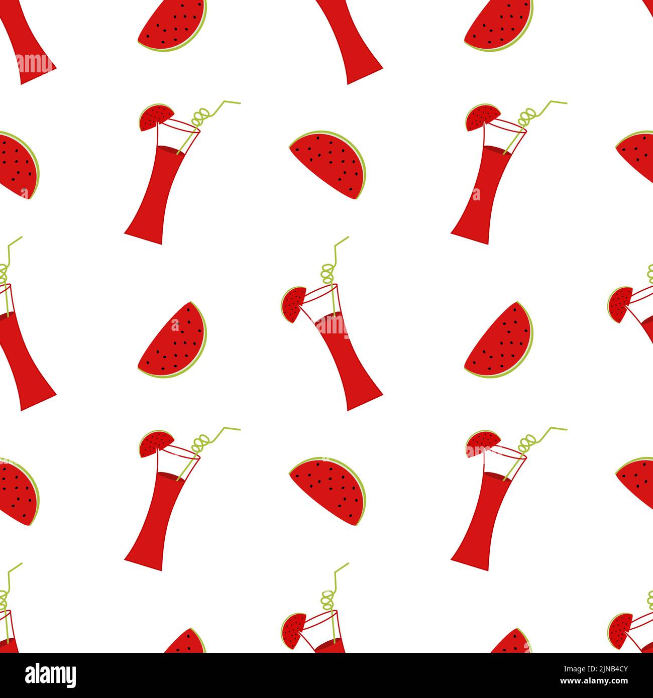 Illustration with watermelon cocktail and watermelon slices on a white ...