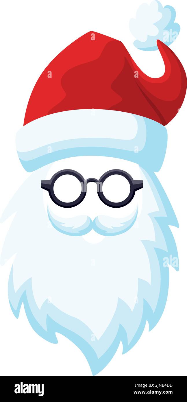 Santa hat and beard. Carnival costume cartoon accessory Stock Vector ...