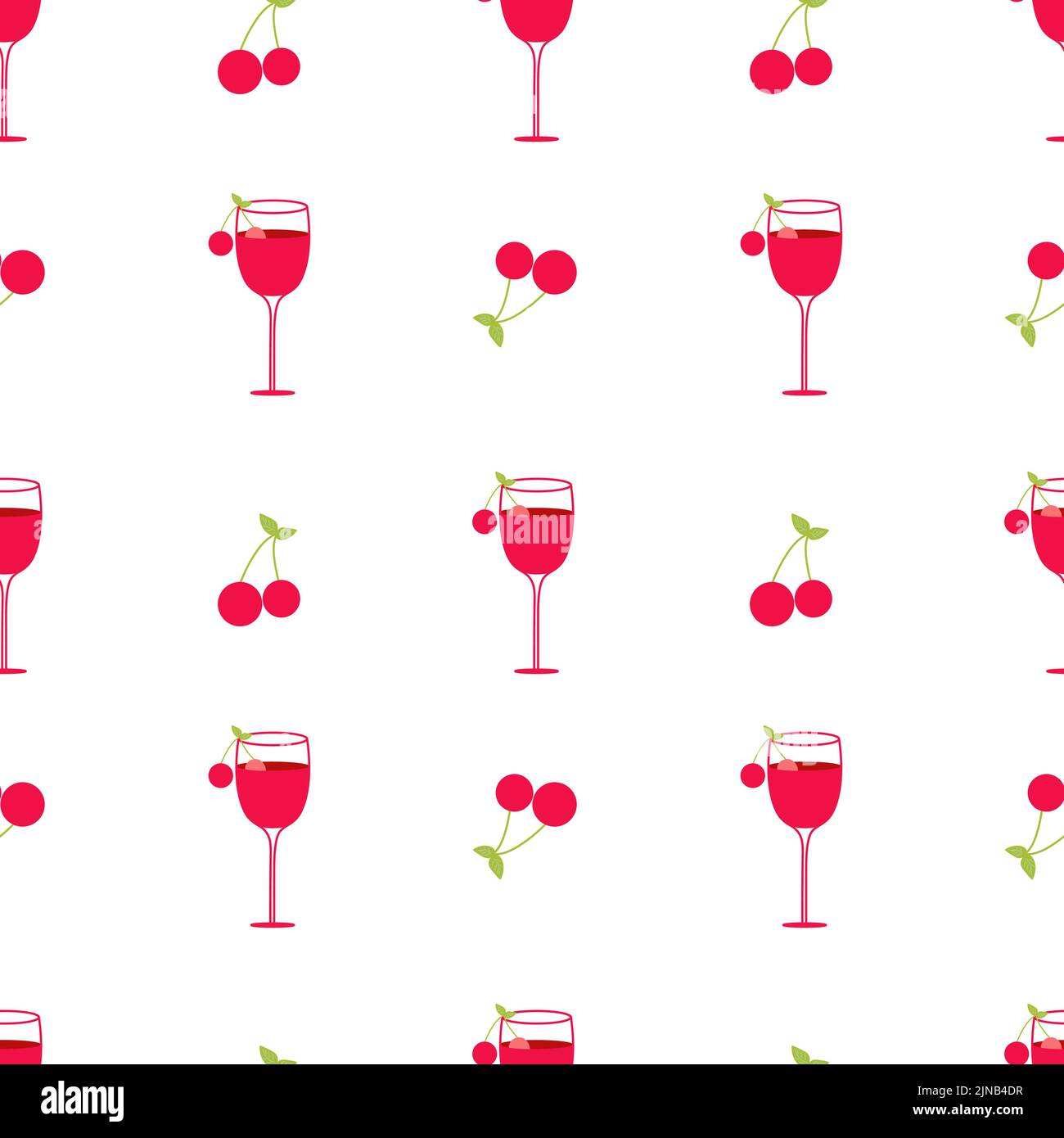 Illustration depicting a cocktail with cherries and a green leaf on a ...