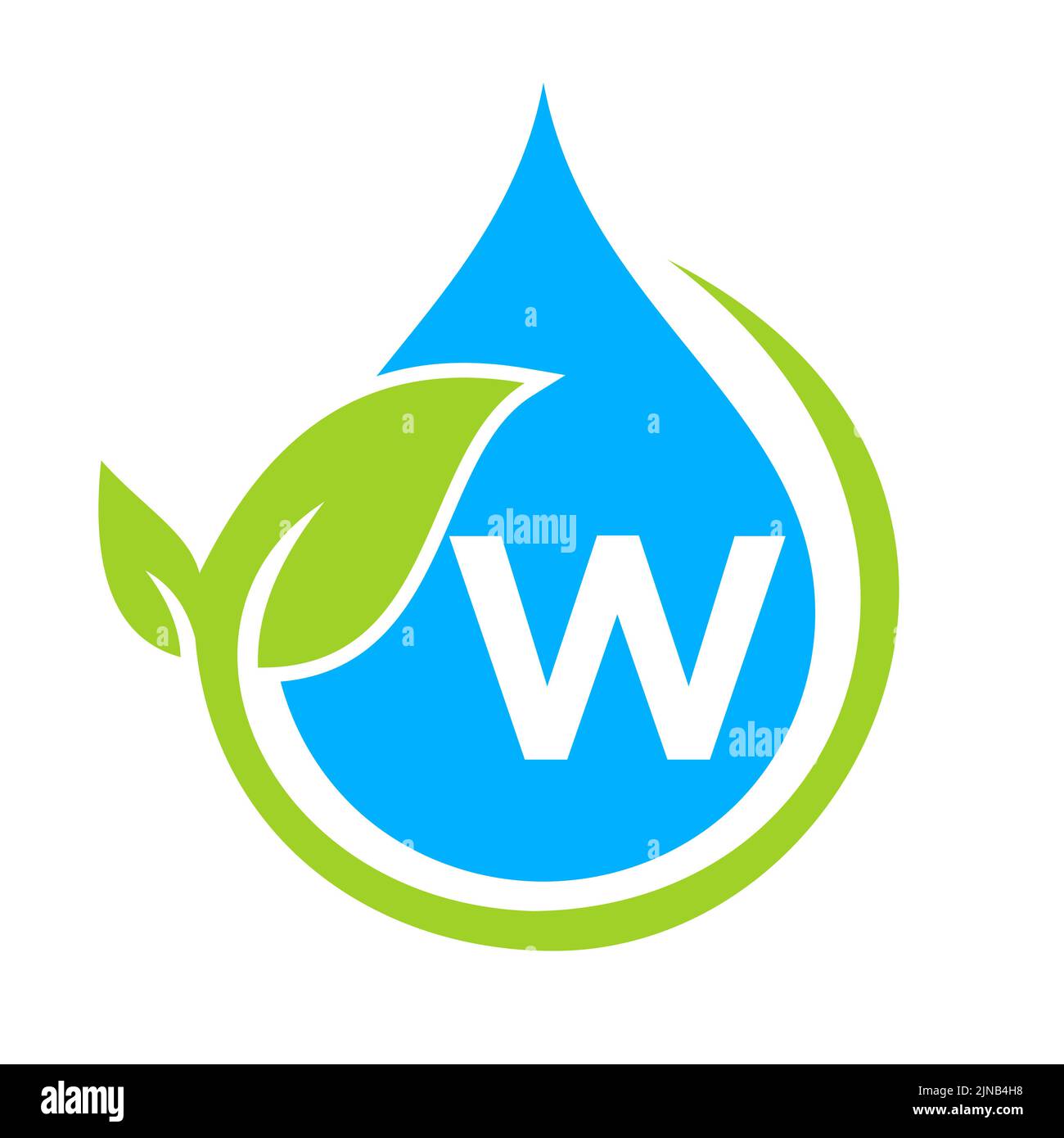 Eco Leaf and Water Drop Logo on Letter W Template. Letter W Water ...