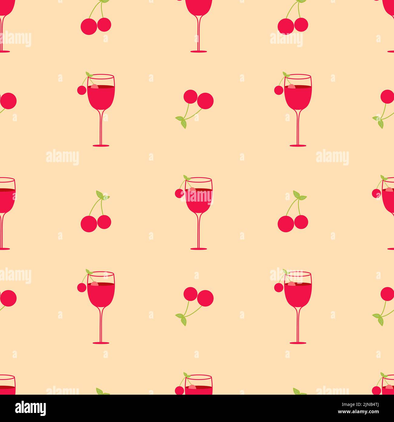 Illustration depicting a cocktail with cherries and a green leaf on a ...