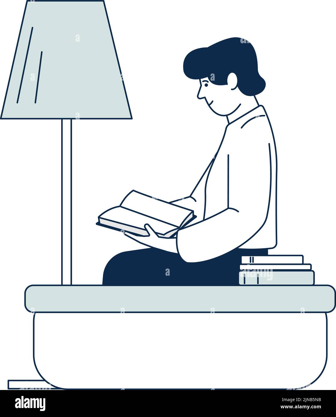 Literature lover reading book. Comfortable resting place Stock Vector ...