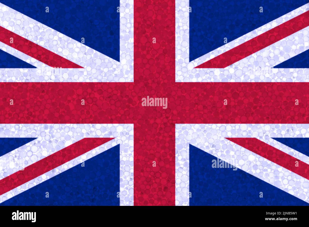 United Kingdom flag on styrofoam texture. UK flag painted on the ...