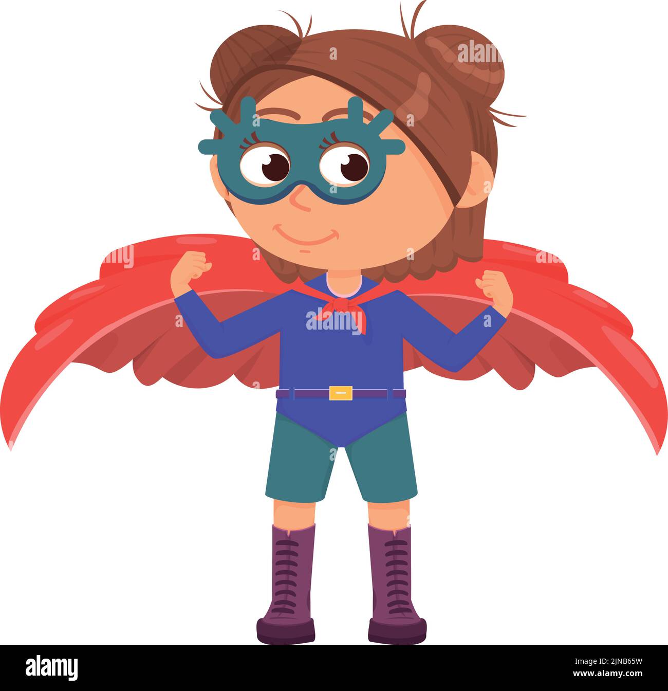 Girl in superhero mask. Kid dream power character Stock Vector Image ...