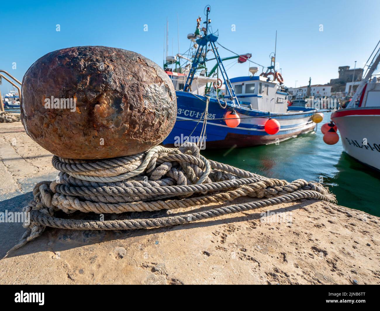 Fishing Boats In The Fishing Port Of Tarifa, Andalusia, Spain, Europe ...