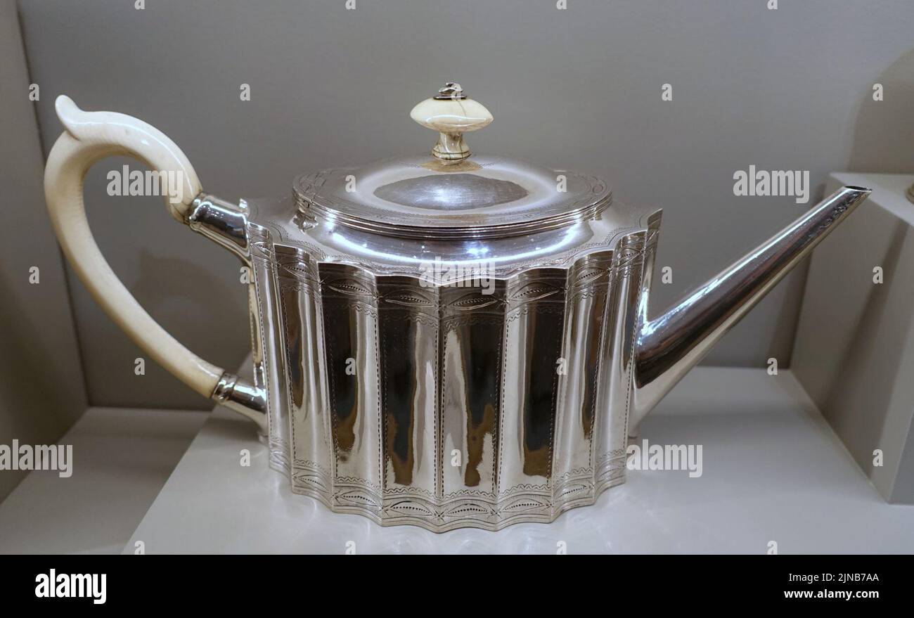 Teapot, Guangzhou, China, 1790-1810 AD, silver, ivory Stock Photo - Alamy