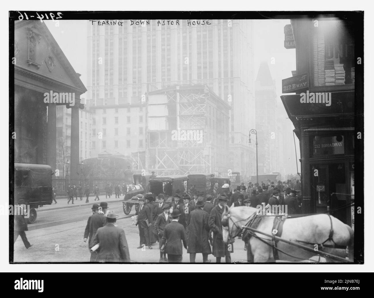Tearing down Astor house Stock Photo - Alamy
