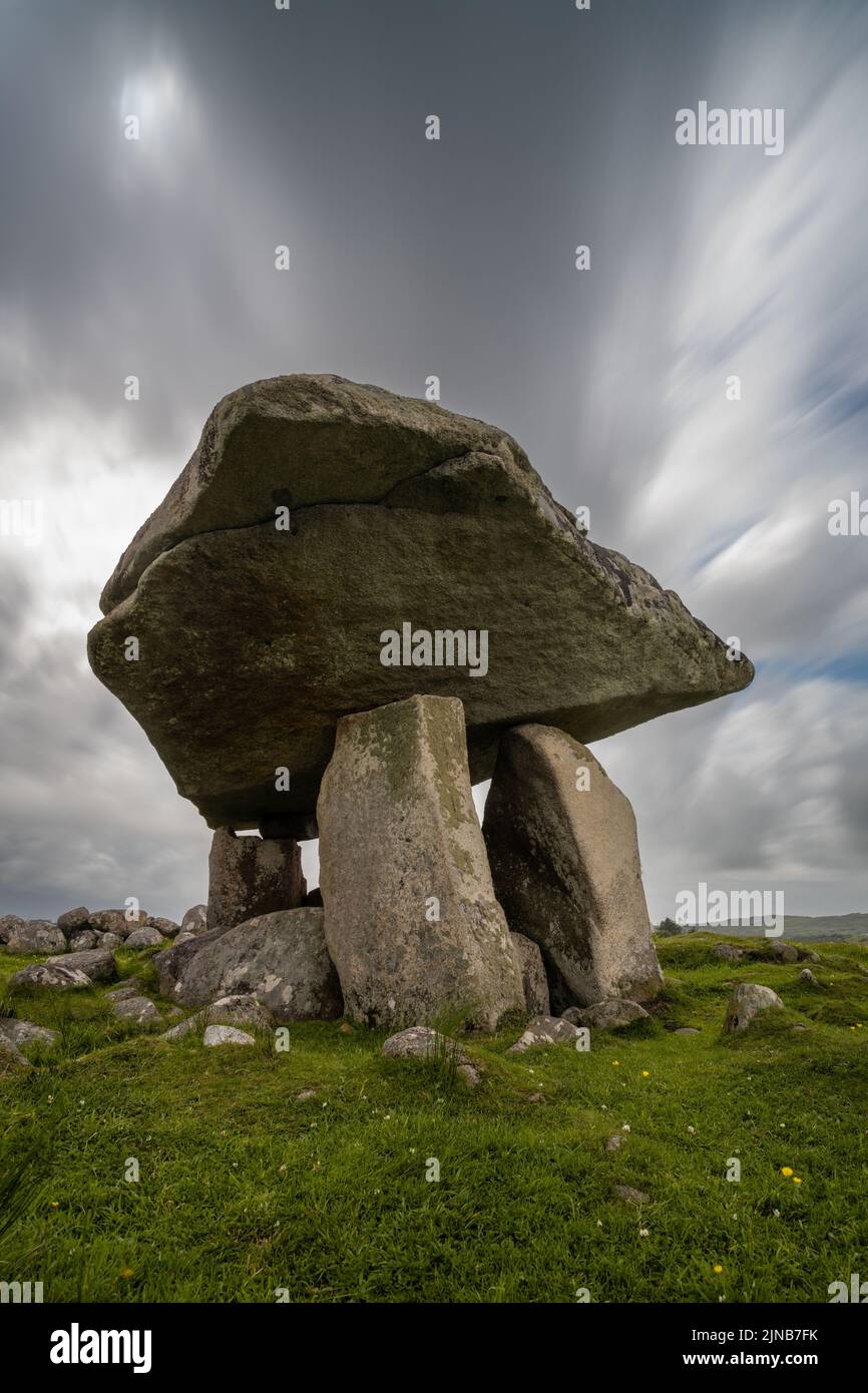 A long exposure view of the Kilclooney Dolmen in County Donegal in ...