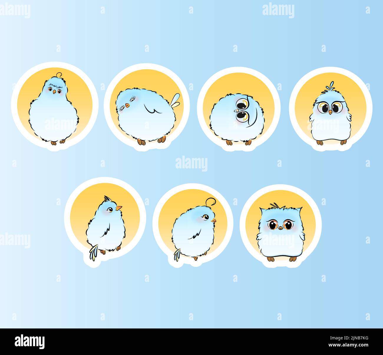 Little blue bird in cartoon style. Sticker pack Stock Vector Image ...