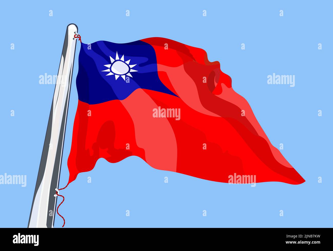 Blue flag waving in pole Stock Vector Images - Alamy