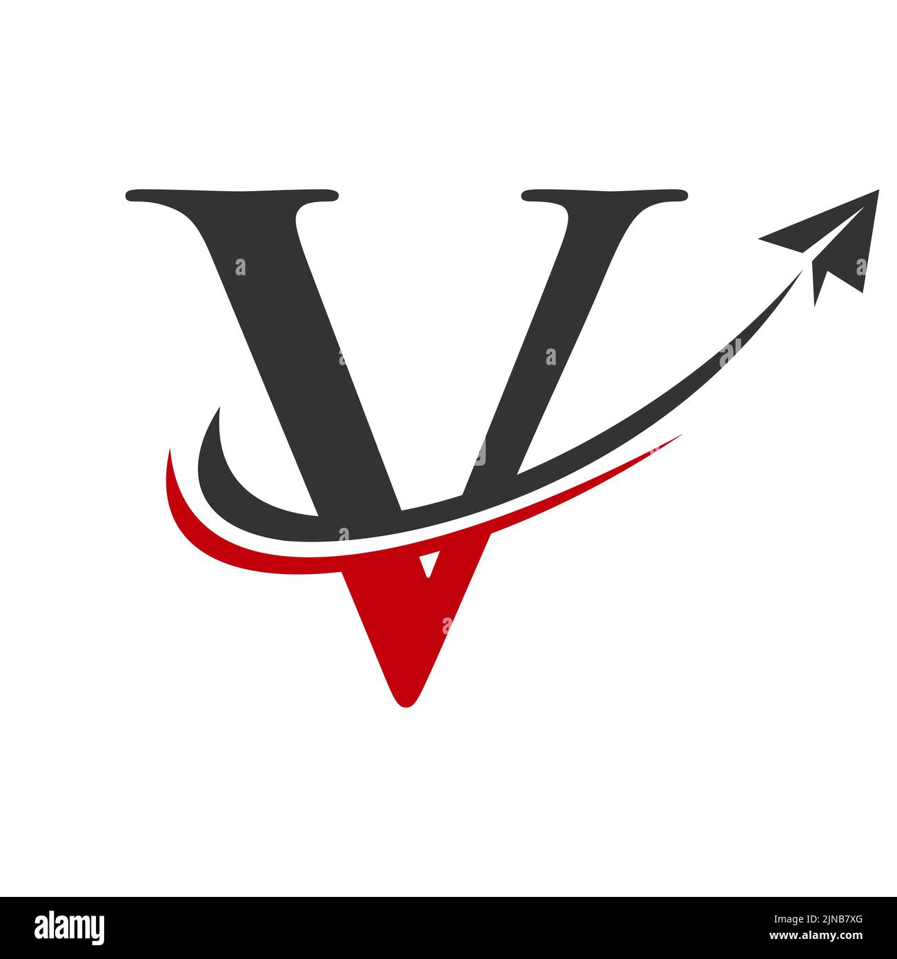 Travel Logo On Letter V Vector Template. Letter V Air Travel Logo ...