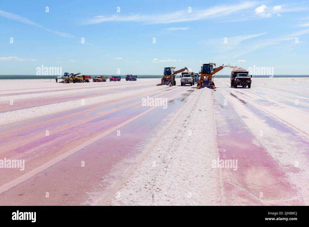 Salt lagoon,Dunaliella salina coloration, La Pampa, Argentina Stock ...