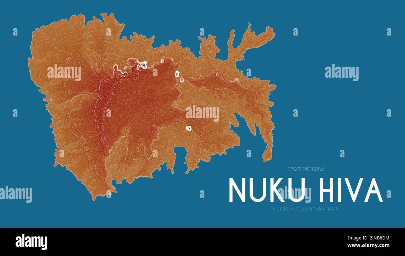 Topographic map of Nuku Hiva, Marquesas Islands, French Polynesia ...