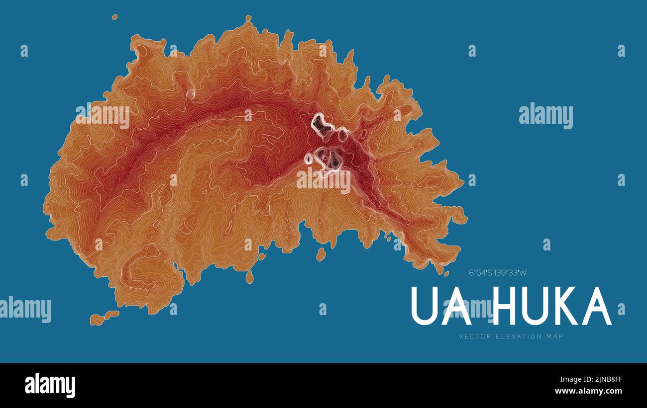 Topographic map of Ua Huka, Marquesas Islands, French Polynesia ...