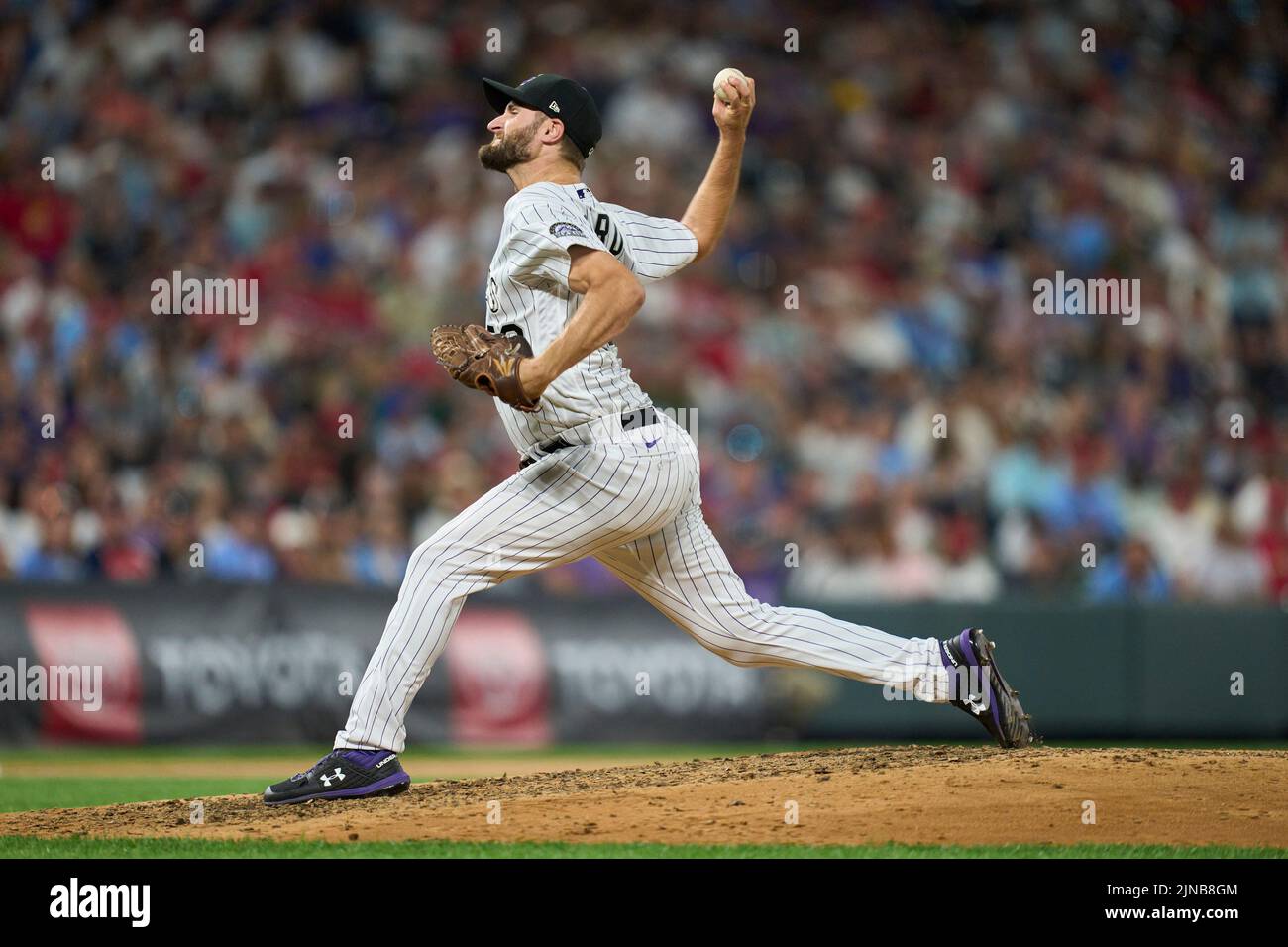 August 9 2022: Colorado pitcher Jake Bird (59) throws a pitch during ...