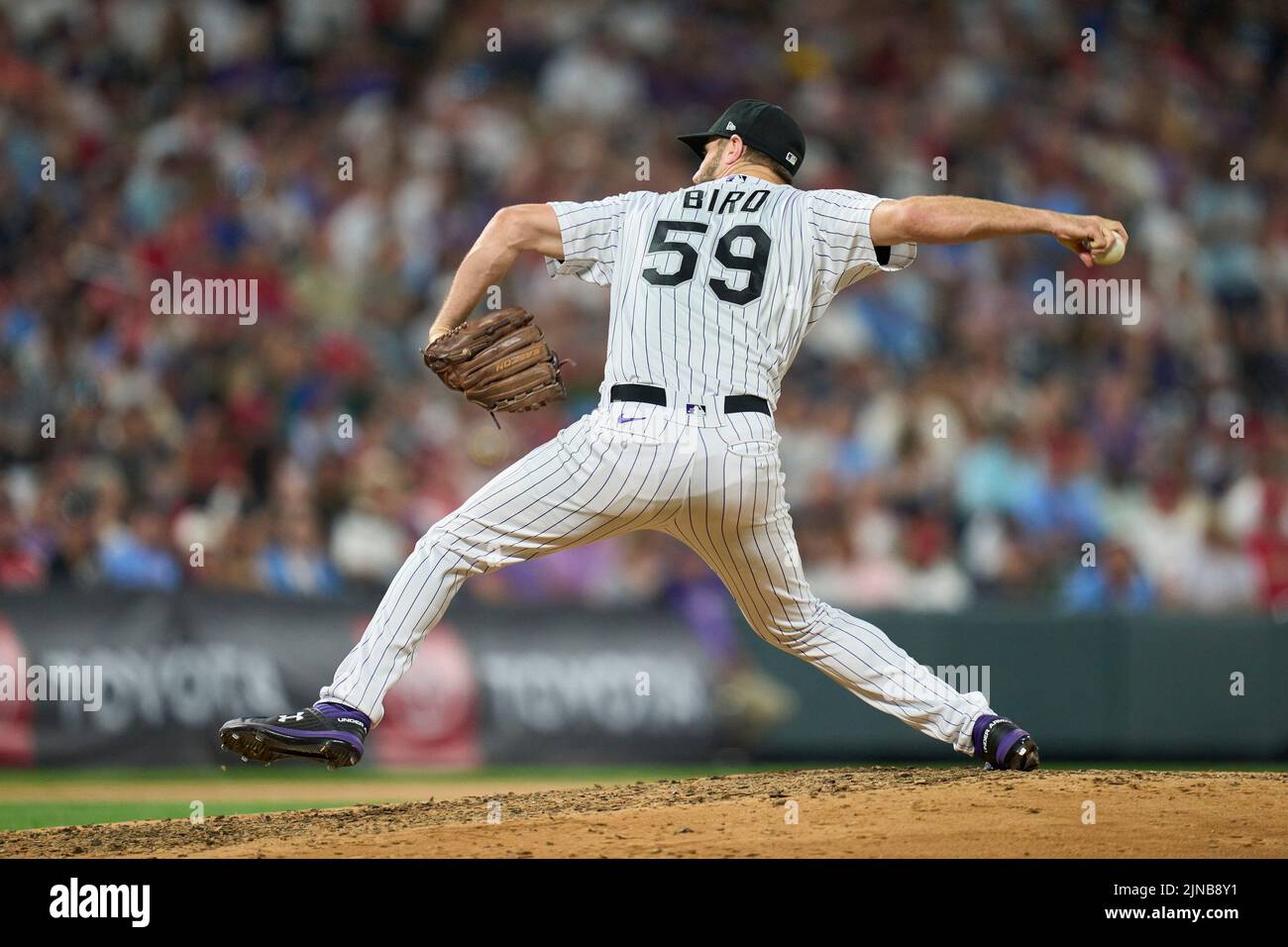August 9 2022: Colorado pitcher Jake Bird (59) throws a pitch during ...