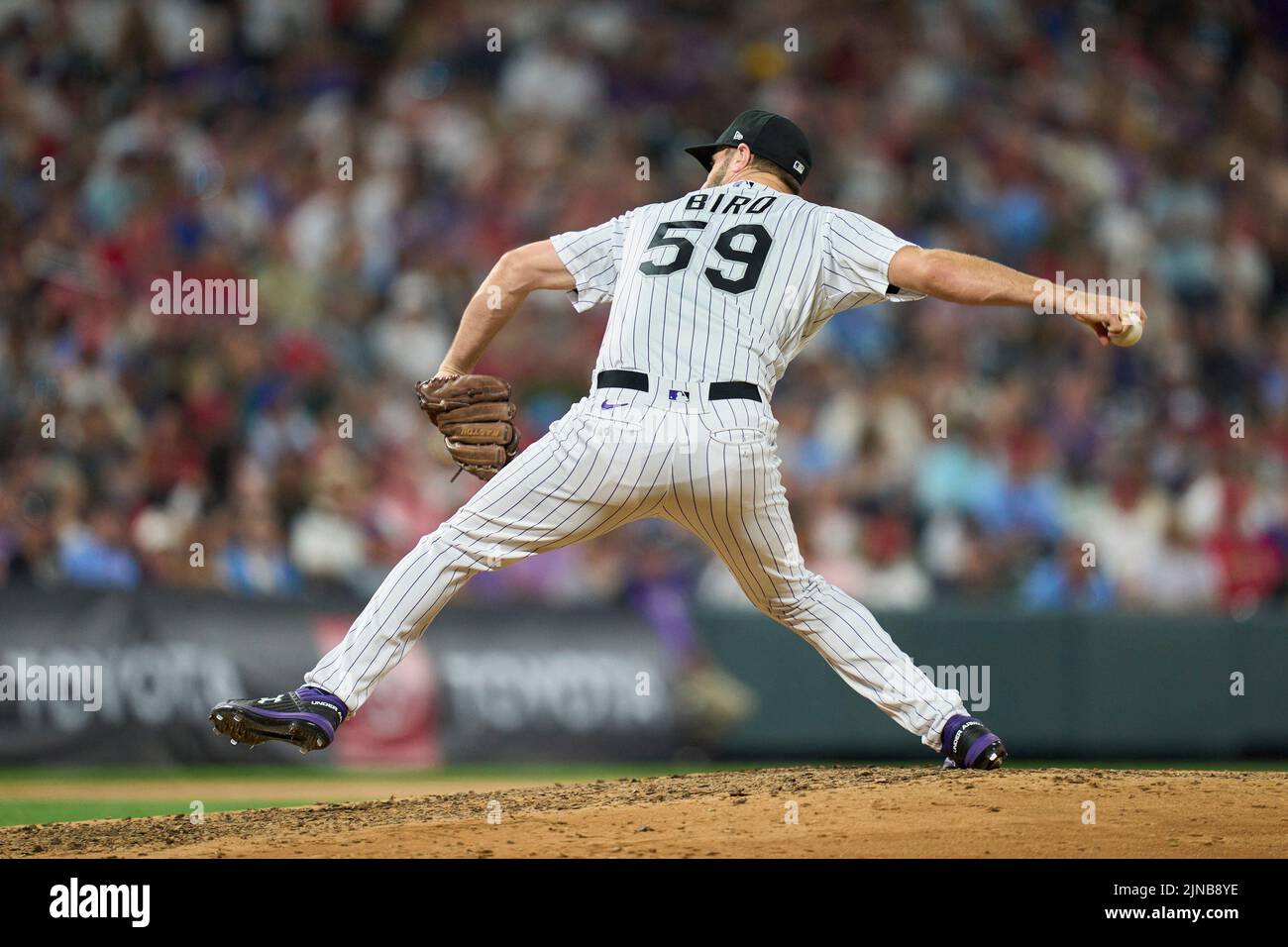 August 9 2022: Colorado pitcher Jake Bird (59) throws a pitch during ...