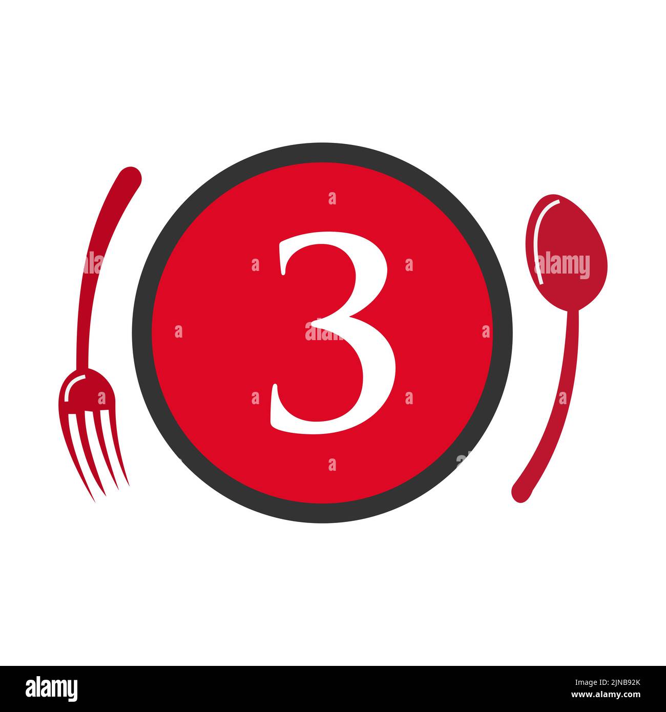 Letter 3 Restaurant Logo. Restaurant Logotype On Letter 3 Spoon And ...