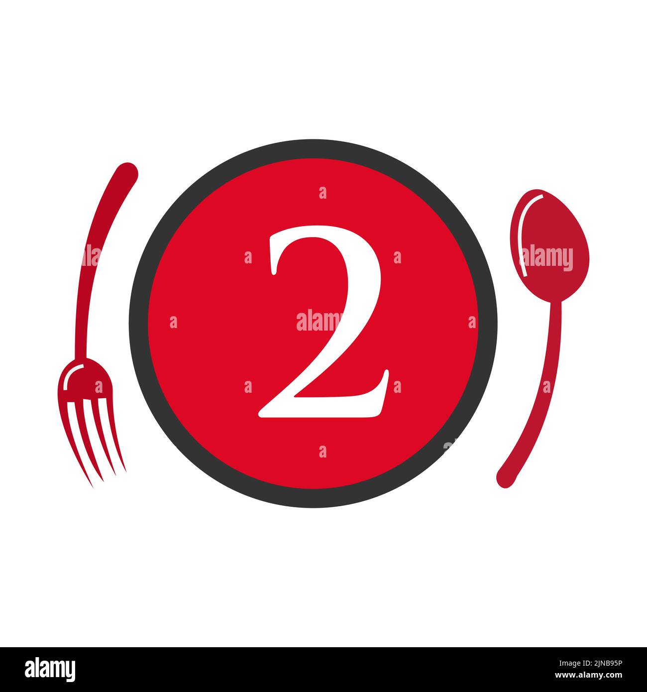 Letter 2 Restaurant Logo. Restaurant Logotype On Letter 2 Spoon And ...