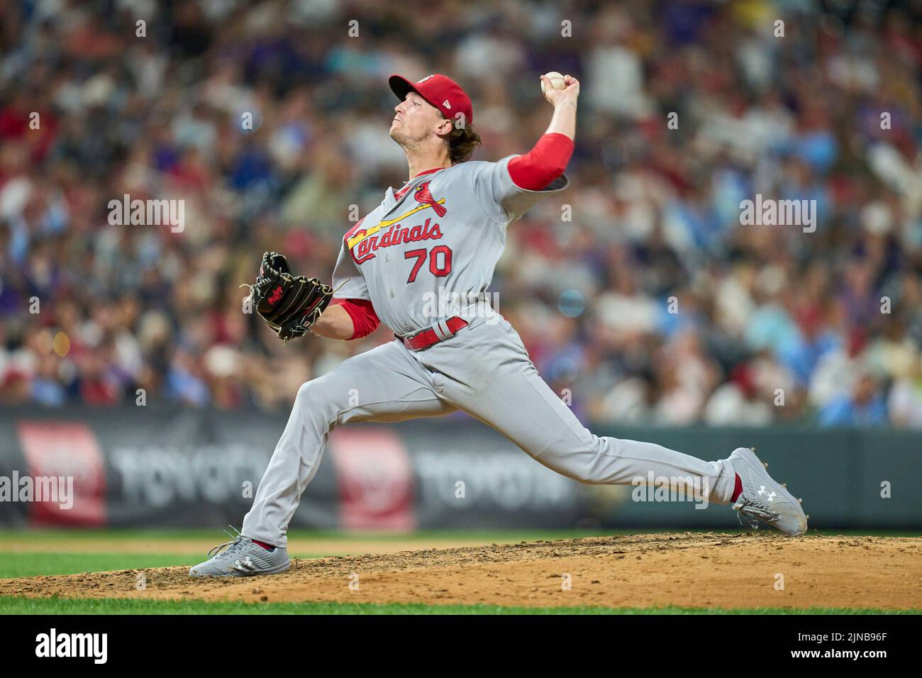 August 9 2022: Saint Louis pitcher Packy Naughton(70) throws a pitch ...