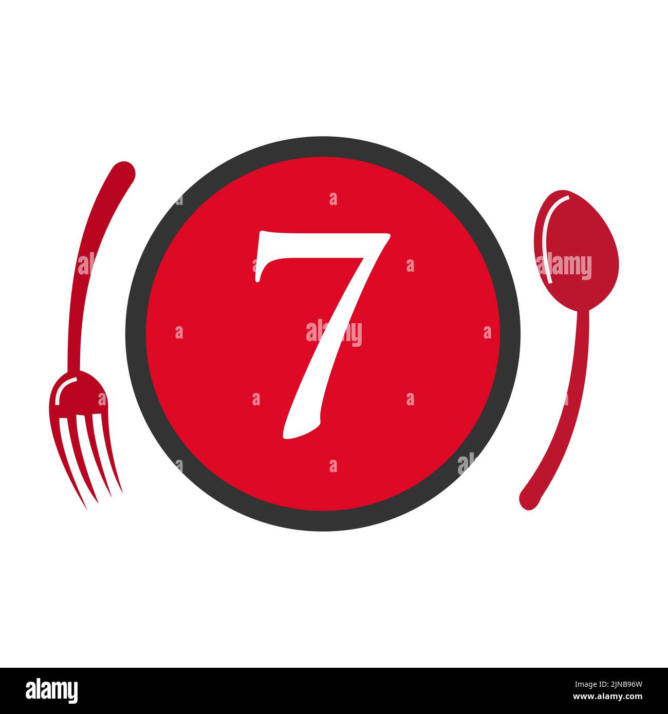 Letter 7 Restaurant Logo. Restaurant Logotype On Letter 7 Spoon And ...