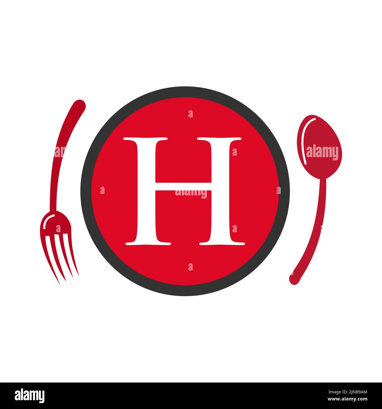Letter H Restaurant Logo. Restaurant Logotype On Letter H Spoon And ...