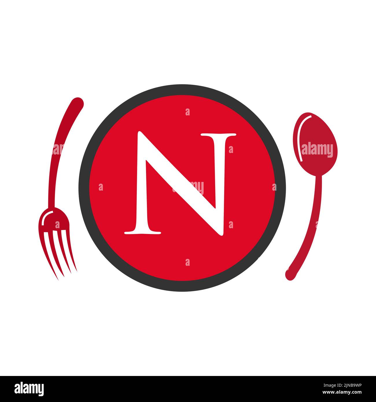 Letter N Restaurant Logo. Restaurant Logotype On Letter N Spoon And ...