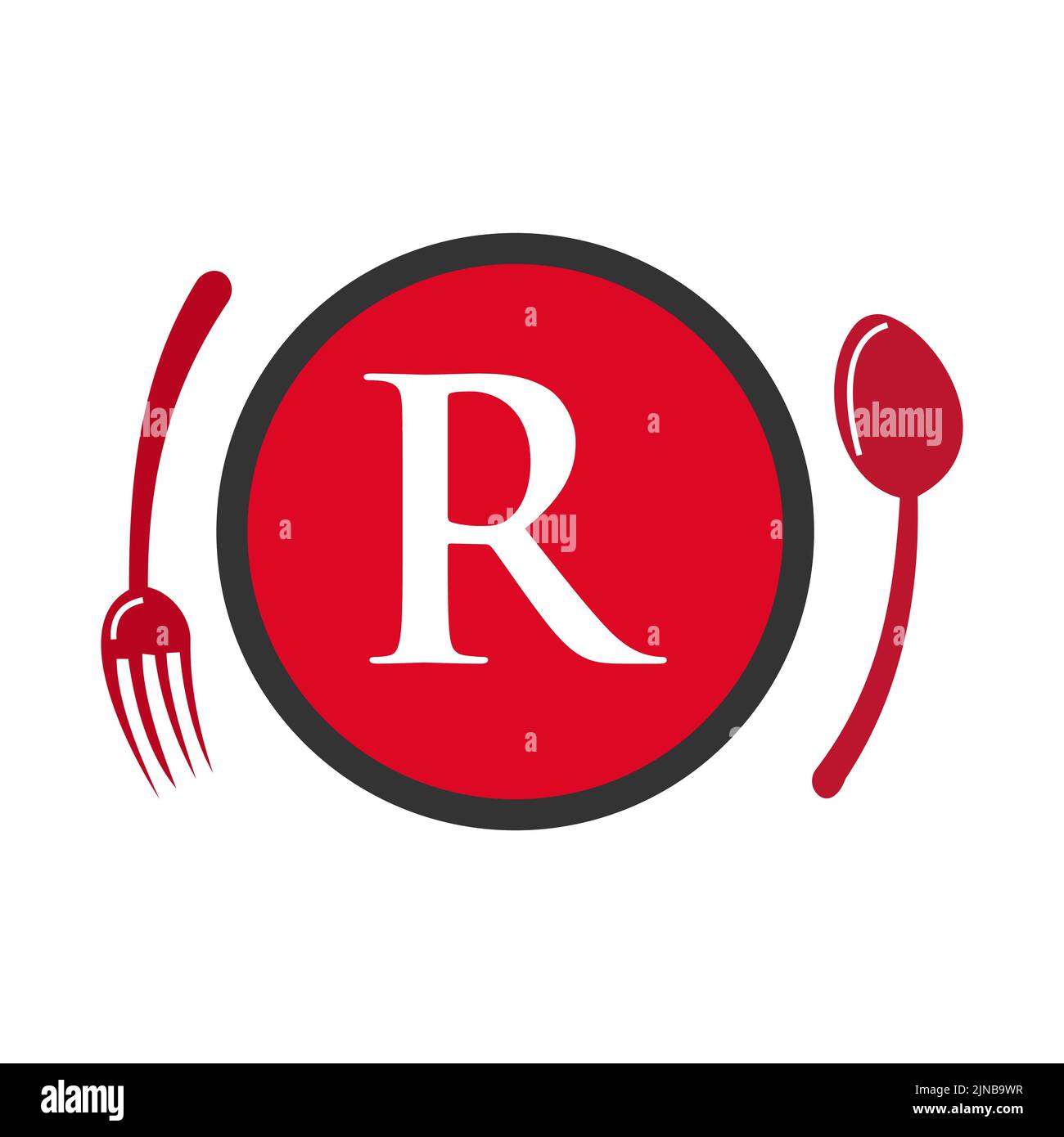 Letter R Restaurant Logo. Restaurant Logotype On Letter R Spoon And ...