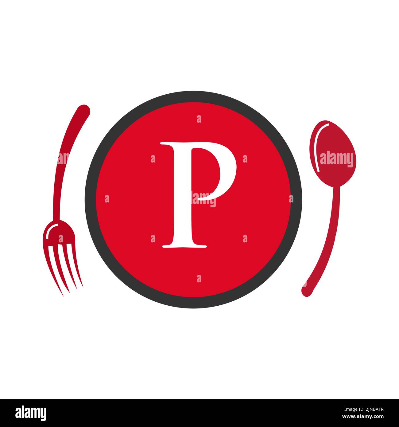 Letter P Restaurant Logo. Restaurant Logotype On Letter P Spoon And ...