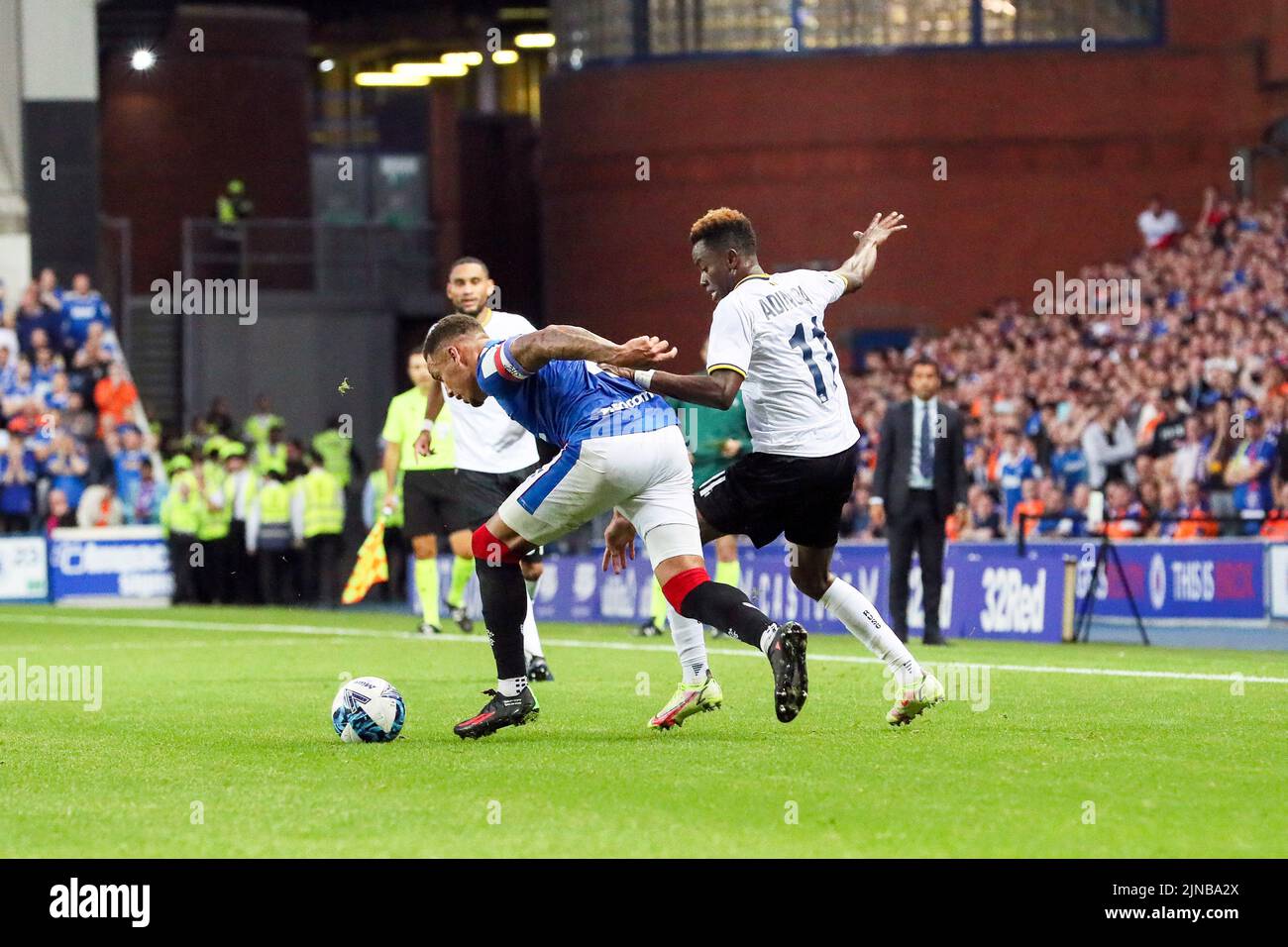 James Tavernier, Rangers FC and Simon Adingra playing in the UEFA ...