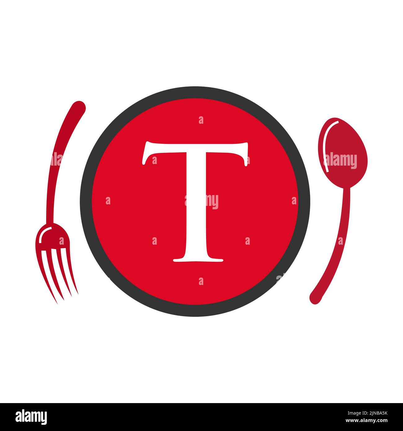 Letter T Restaurant Logo. Restaurant Logotype On Letter T Spoon And ...