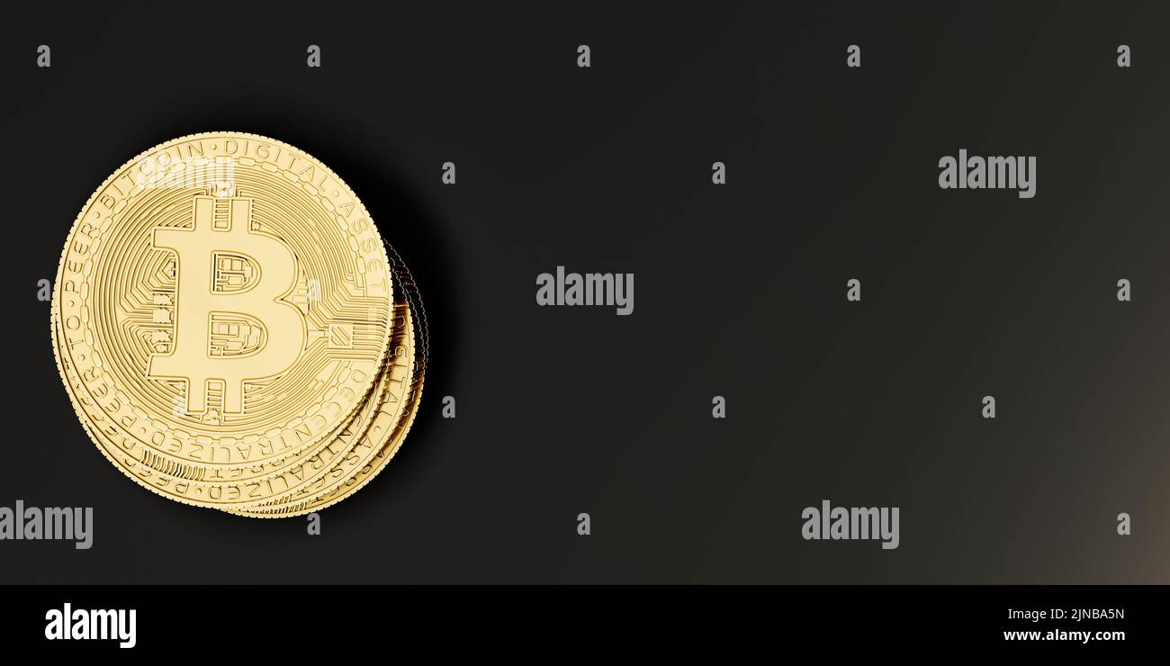 bitcoin isolated on black background 3d illustration Stock Photo - Alamy