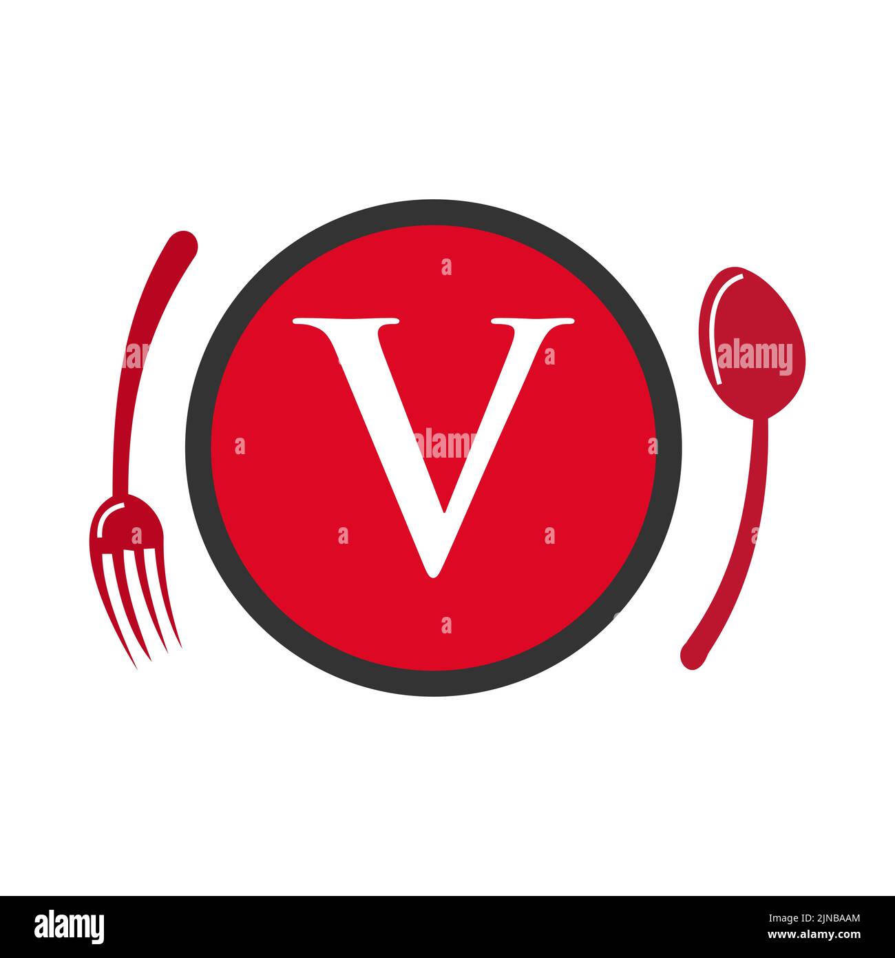 Letter V Restaurant Logo. Restaurant Logotype On Letter V Spoon And ...