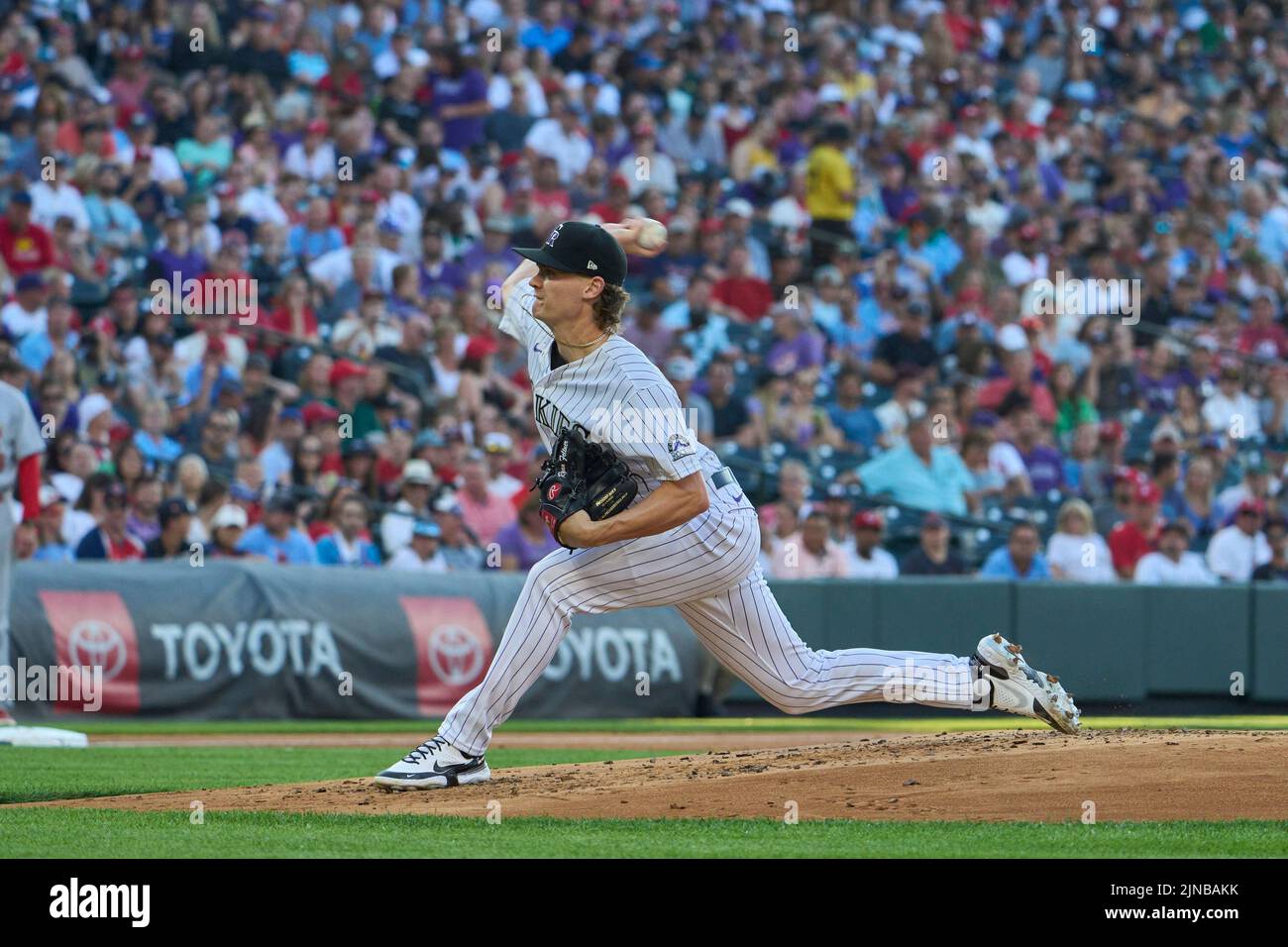 August 9 2022: Colorado pitcher Ryan Feltner (18) throws a pitch during ...