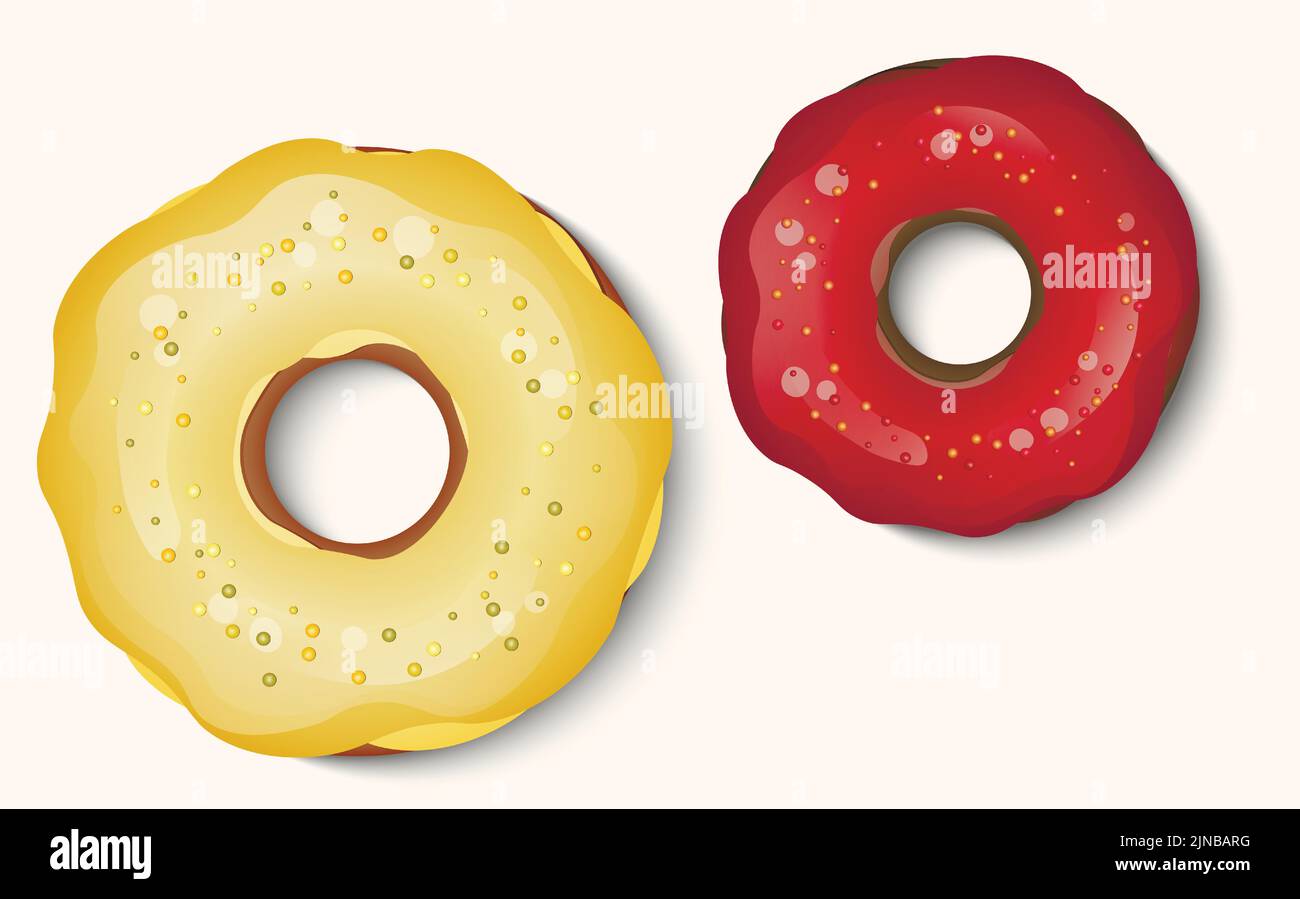 Donut with color icing and multicolored powder isolated on a white ...