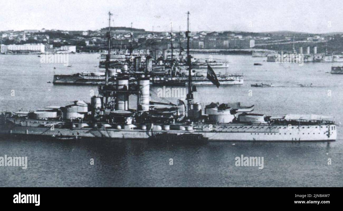 Tegetthoff class battleships in Pola 1915 Stock Photo - Alamy
