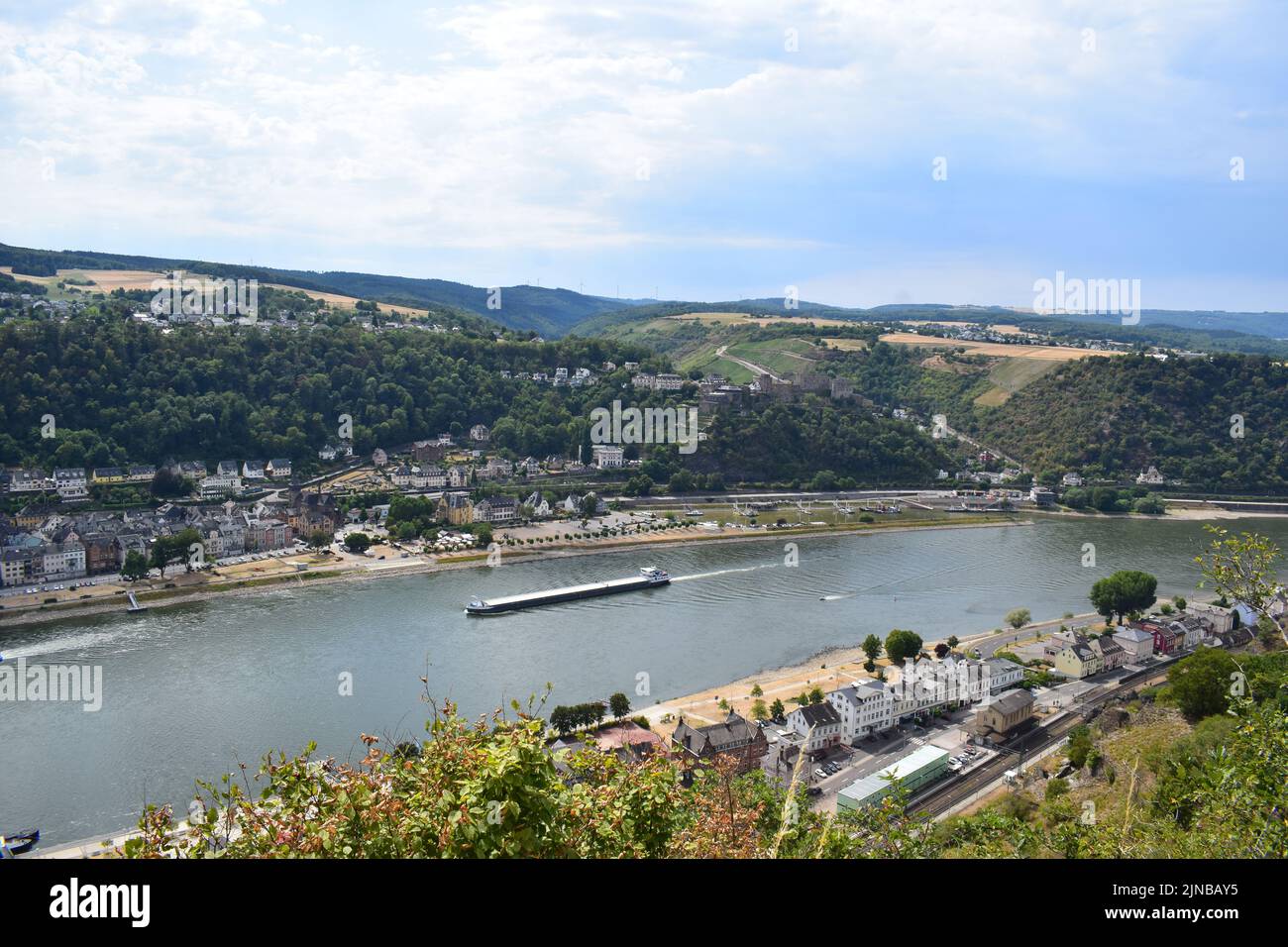 cargo ship in the Loreley passage during low water season Stock Photo ...