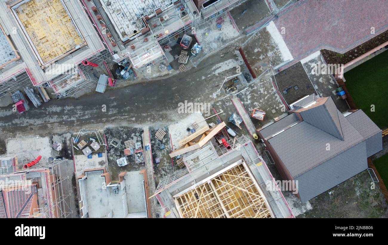Aerial view of construction site building new residential houses Stock ...