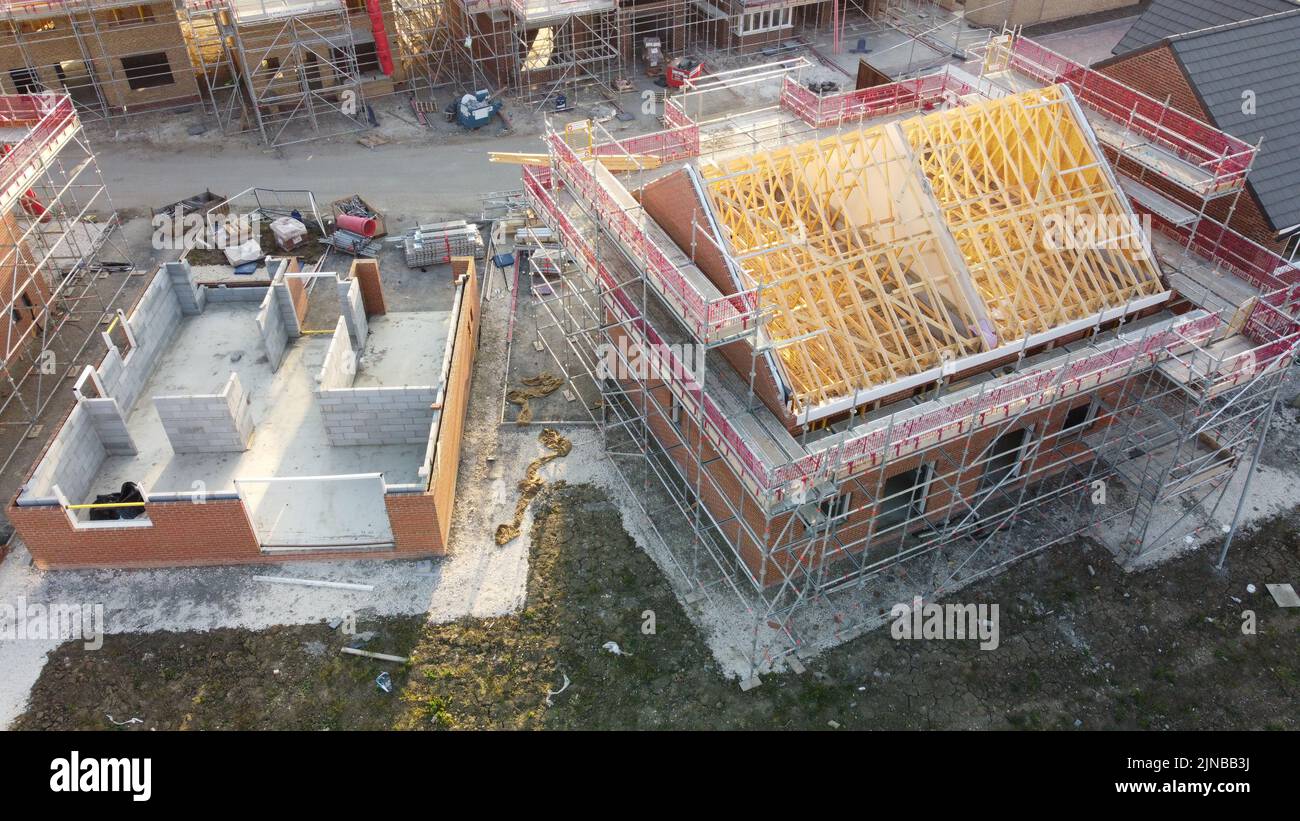 Aerial view of construction site building new residential houses Stock ...