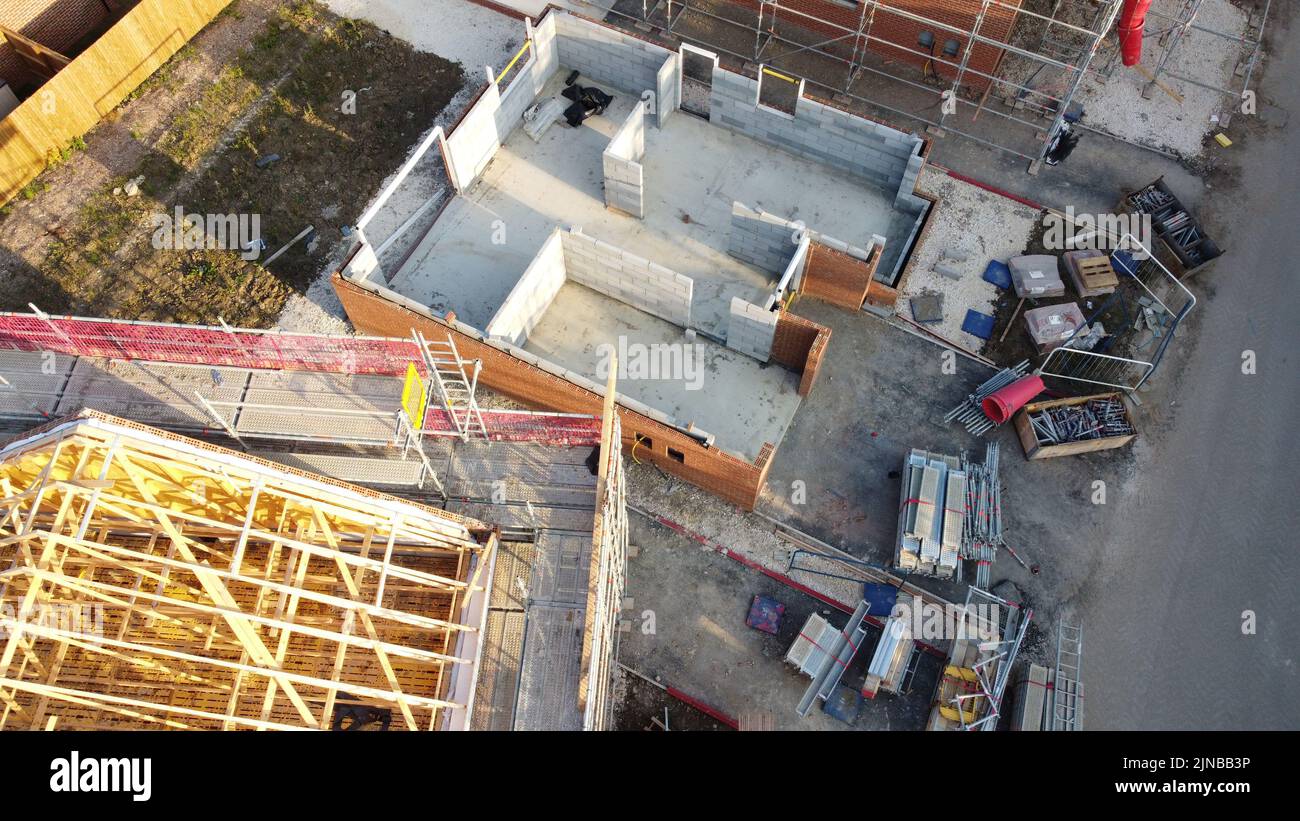 Aerial view of construction site building new residential houses Stock ...