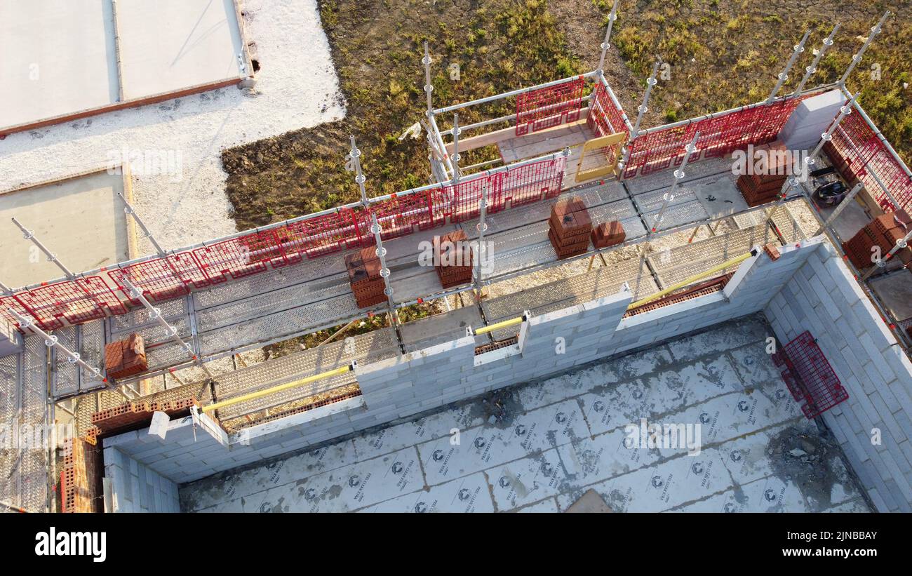 Aerial view of construction site building new residential houses Stock ...