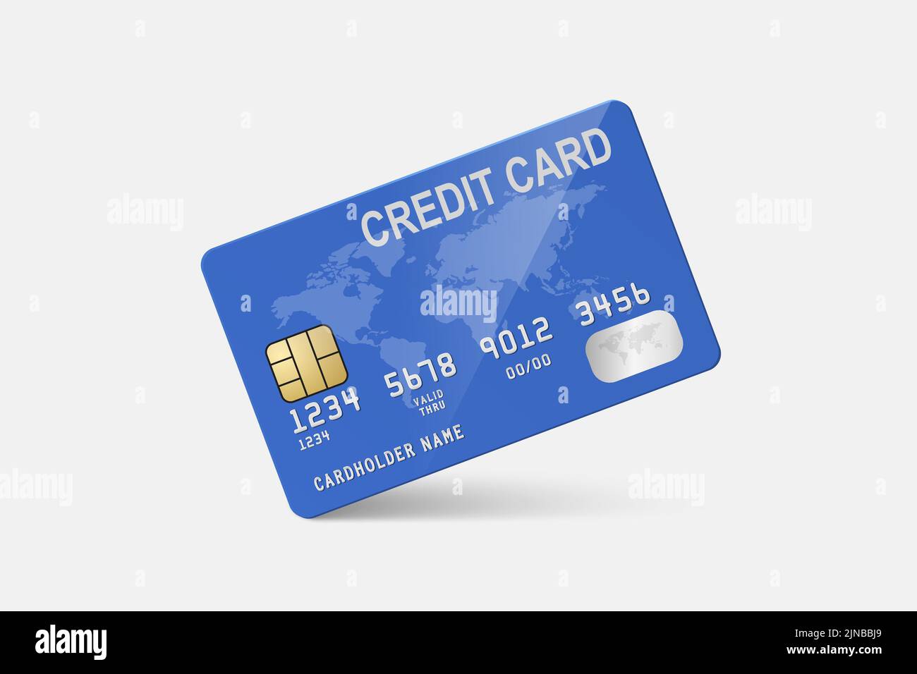 Vector 3d Realistic Blue Credit Card on White Background. Design ...